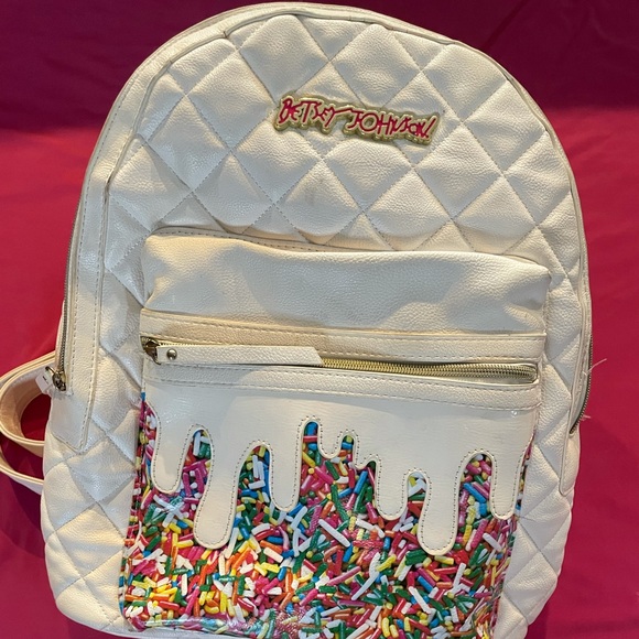 Betsey Johnson | Accessories | Offwhite Betsey Johnson Leather Backpack ...